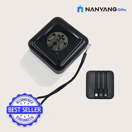 Mini Mobile Power Bank with Built In Cables | Nanyang Gifts