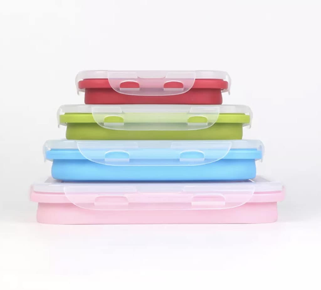 Collapsible Lunch Box With Compartments and Spork