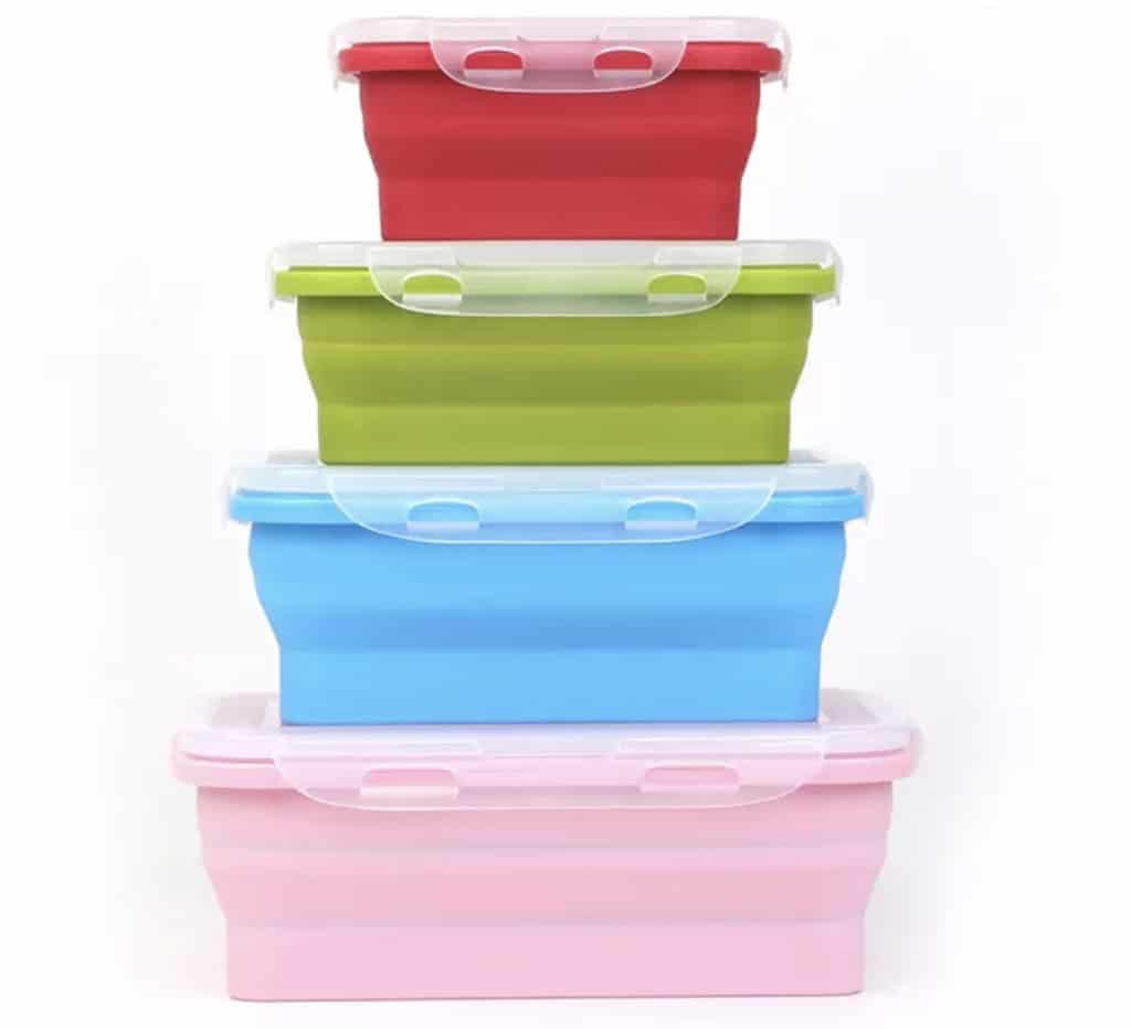 Collapsible Lunch Box With Compartments and Spork