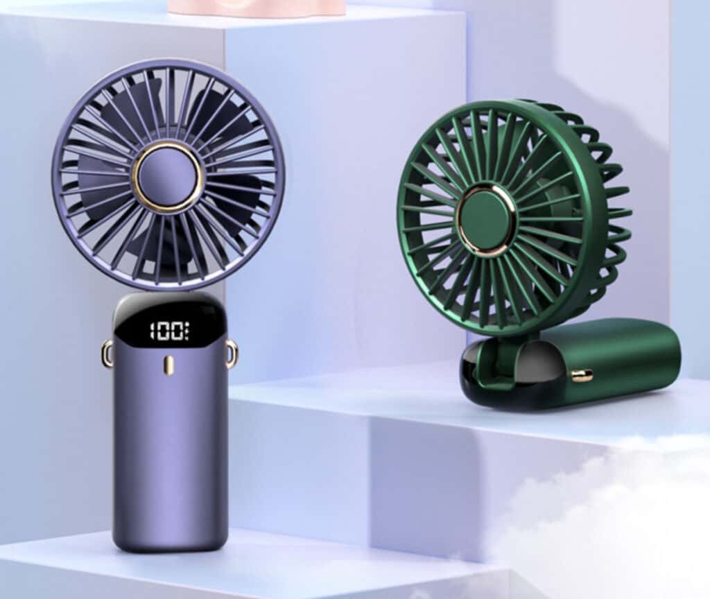 Stylish Strong Portable Hand Fan With LED And Lanyard