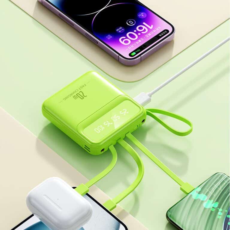 Custom Pastel Mini Powerbank With Built In Cables 10000mAh