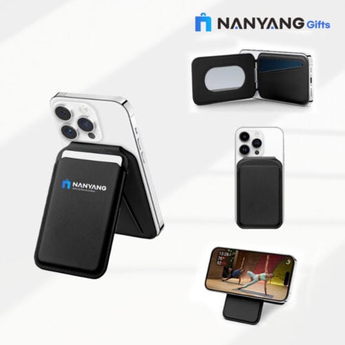 Magnetic Premium PU Leather Phone Stand With Card Slot